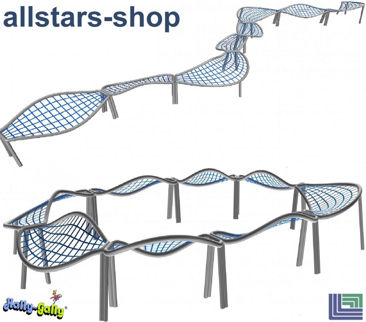 Achterbahn Klettergestell Multi Kletteranlage mit 5 Netzteilen Hally ...