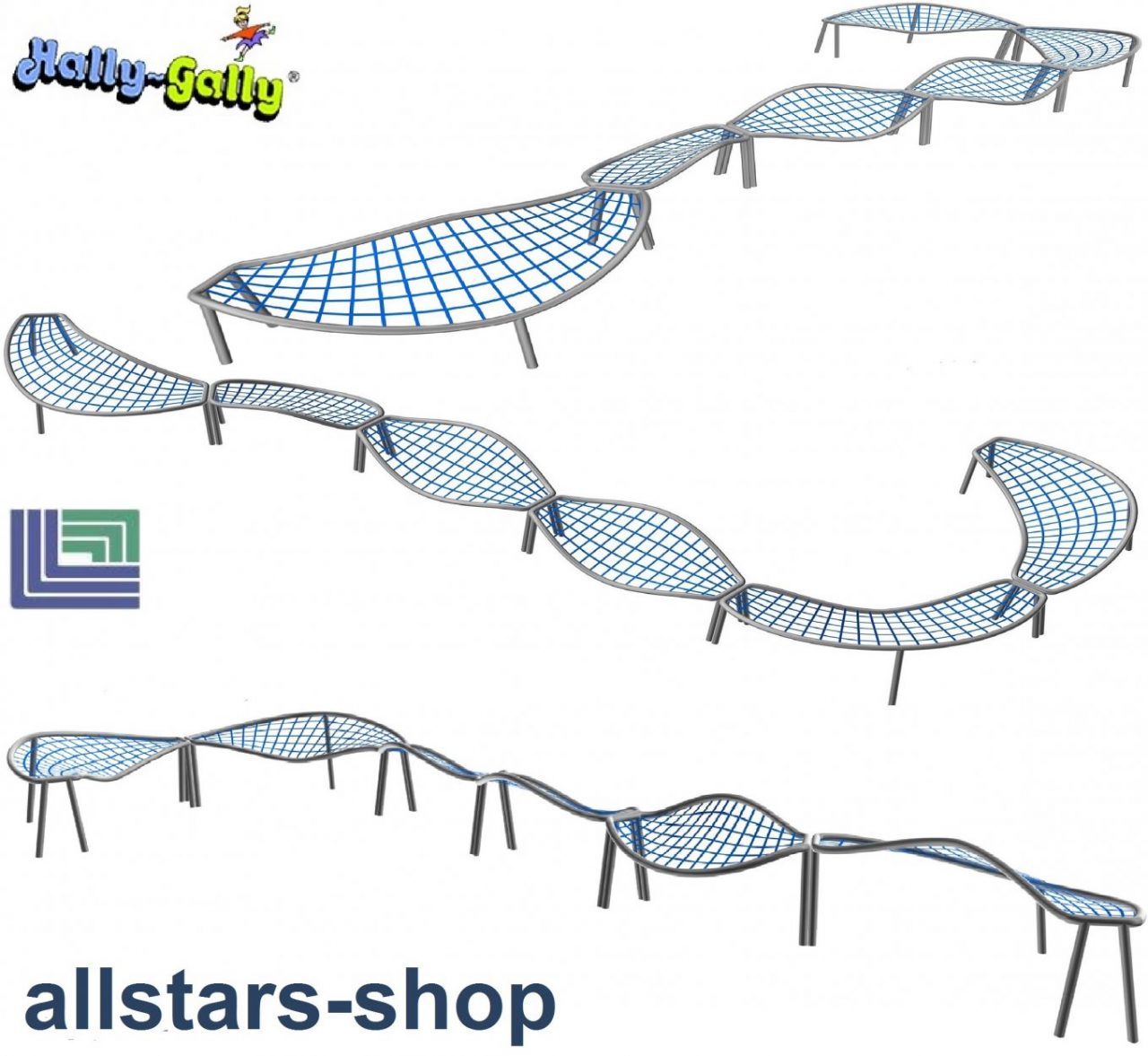 Achterbahn Klettergestell Multi Kletteranlage mit 5 Netzteilen Hally ...